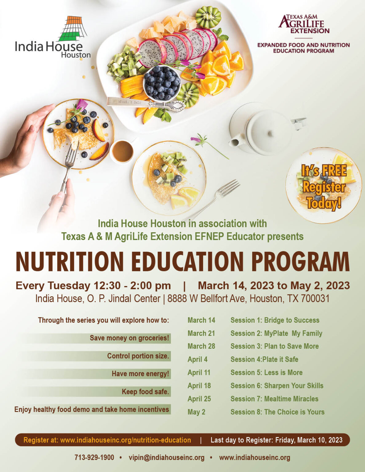 Free Nutrition Education Program - India House Houston
